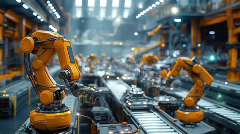 Industrial Automatic Robotic Arm Modern Factory Using Advanced Machines Production Process