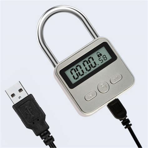 Metal Timer Lock Lcd Time 99 Hours Max Timing Usb Timer Padlock Black