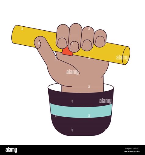 Holding Diploma Scroll Flat Line Color Vector Character Hand Stock Vector Image And Art Alamy