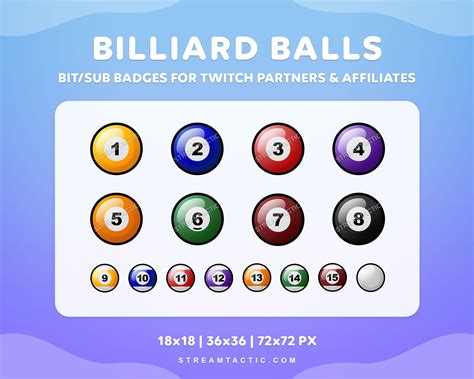 Billiard Balls Twitch Bit Sub Badges Instant Download Ready Made Stream Graphics For Streamers