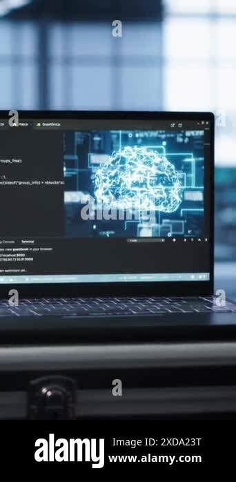 Vertical Video Laptop In Data Center Facility With Artificial