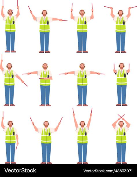 Marshaller Signals Aircraft Marshalling Hand Vector Image