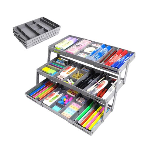 Yeeyuue 3 Tier Drawer Organizer Expandable Junk Drawer Organizer Small Drawer Organizer