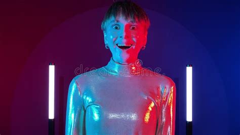 Female Android Robot Learning Facial Expressions Show Emotions Indoor Stock Footage Video Of