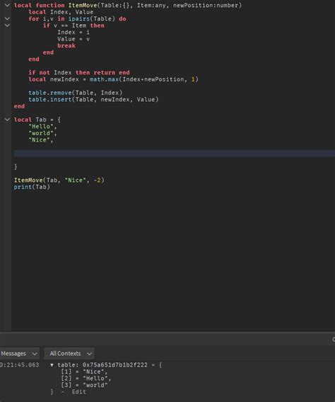 Move Table Elements Scripting Support Developer Forum Roblox