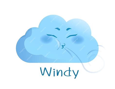 Premium Vector Educational Weather Flashcard Windy Inscription