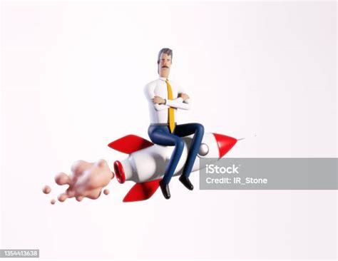 로켓 3d 렌더링 일러스트에 비행 성공적인 비즈니스 맨 스타트업 성공 새로운 비즈니스 승자 컨셉 3차원 형태에 대한 스톡 사진