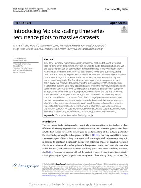 Pdf Introducing Mplots Scaling Time Series Recurrence Plots To Massive Datasets
