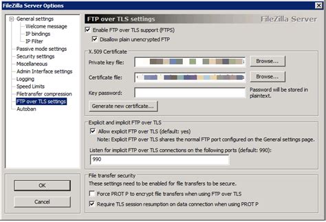 ftp over tls ftps using filezilla server au