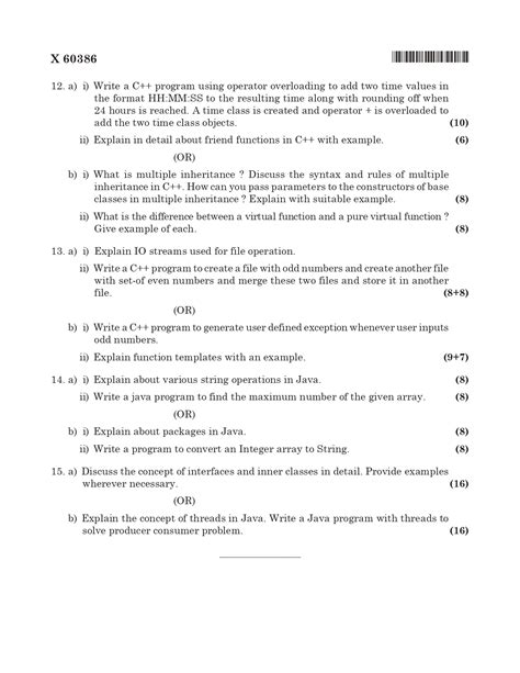 Anna University Cs 2311cs 5910133 Ee 60410133 Cs 304 Object Oriented Programming For