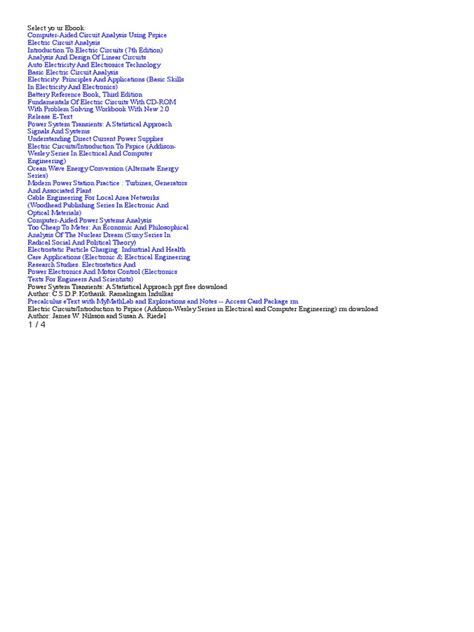 Computer Aided Circuit Analysis Using Pspice Pdf