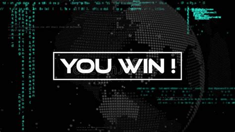Animation Of You Win Text Over Rotating Globe And Computer Language