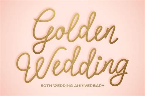 Letras De Aniversario De Bodas De Oro Dibujadas A Mano Vector Premium