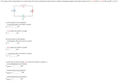 solved the values of the components in a simple series rc