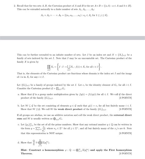 Solved Recall That For Two Sets A B The Cartesian Chegg