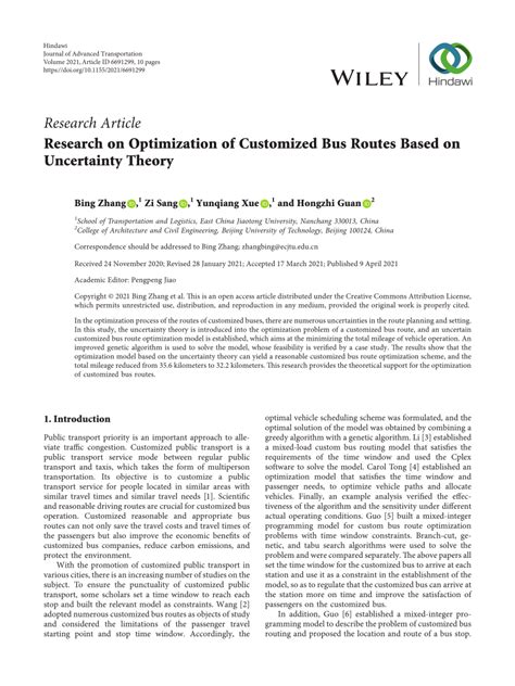 pdf research on optimization of customized bus routes based on