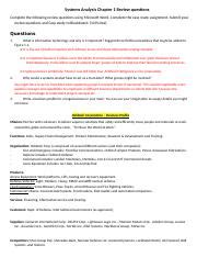 Systems Analysis Chapter Review Questions And Case Study Docx Systems Analysis Chapter