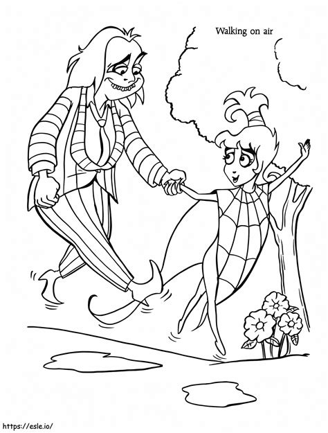 Lydia Deetz And Beetlejuice Coloring Page