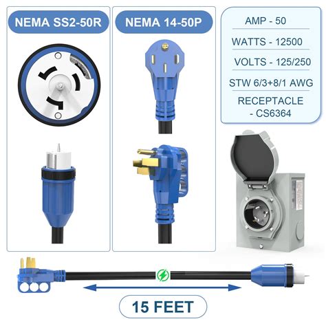 Generator Cord And Power Inlet Box FT Prone RV Extension Cord V NEMA P