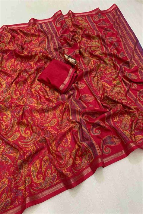 Kashmiri Pashmina Intricate Print Ready To Wear Saree Isadora Life