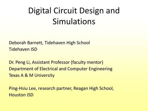 PPT Digital Circuit Design And Simulations PowerPoint Presentation Free Download ID
