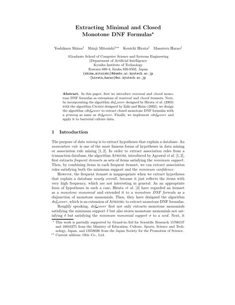 Pdf Extracting Minimal And Closed Monotone Dnf Formulas