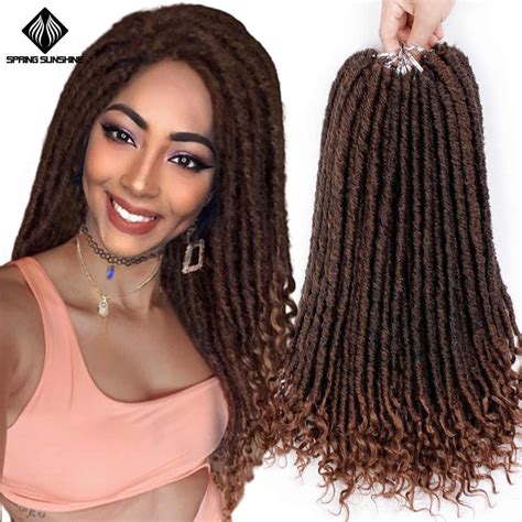 Spring Sunshine Goddess Hair Ombre Faux Locs Crochet Braids 16 20inch Soft Natural Braid Synthet