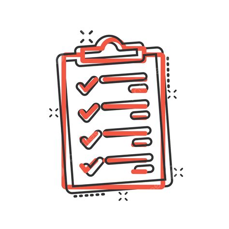 Comicstyle Document Checklist Icon On White Background With Splash Effect Vector Research Page