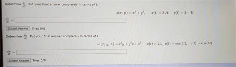 Solved Determine Dzdt ﻿put Your Final Answer Completely In