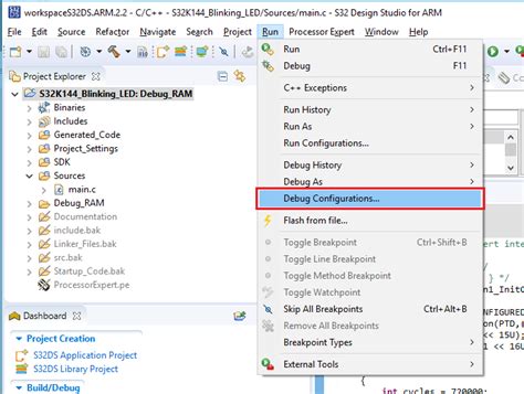 Howto Create The Blinking Led Example Project Using S32k144 Sdk Nxp Community