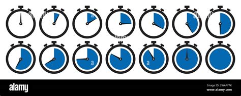 Clock Icon Set In Blue Color Stopwatch Symbol Set Countdown Clock Stopwatch Timer Vector