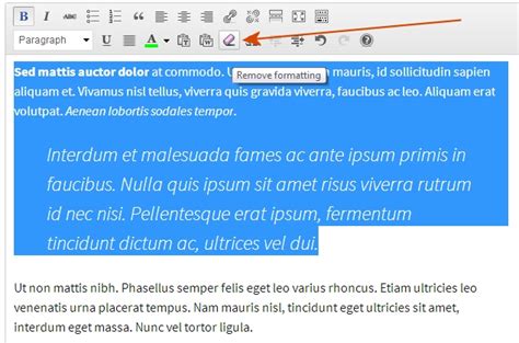 Wp 36 Remove Format Button Highlighted And Text Highlighted See How Support