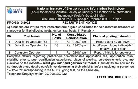 Data Entry Operator And Computer Operator Recruitment Out