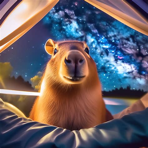 Милая капибара наслаждается млечным — создано в Шедевруме