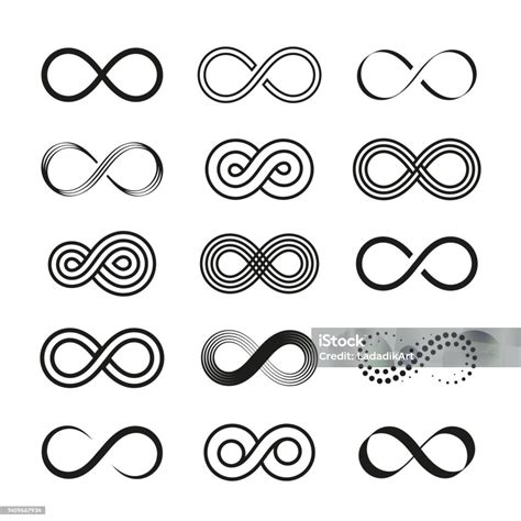 검은 무한대 기호 라인 무한 기호 영원 소용돌이 기호 고립 된 Mobius 루프 아이콘 디자인을위한 끝없는 요소 라인 기하학적 무제한 로고 깔끔한 벡터 세트 무한에 대한