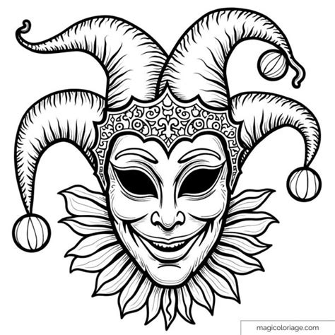 Pagina Dettagliata Da Colorare Con Maschera Da Giullare