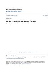 CS Programming Language Concepts Syllabus Course Hero