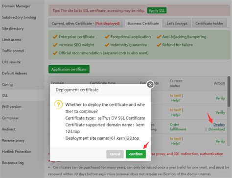 business ssl certificate tutorial aapanel free hosting control