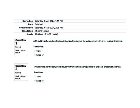 CS Self Quiz Unit Started On Saturday May PM State Finished Completed