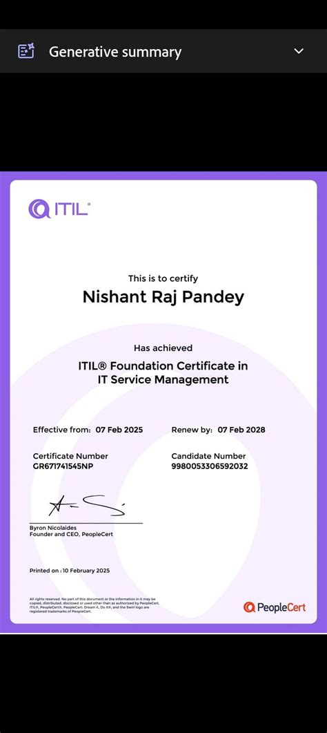 Excited To Share That Ive Just Successfully Completed The Itil Foundation Nishant Raj Pandey