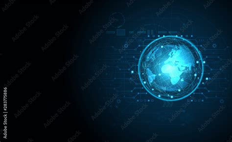 Abstract Technology Concept Global Network Connection Futuristic Earth Globe Virtual Hologram