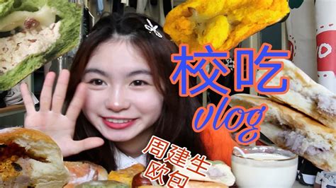【校吃vlog】碳水精集合！一天只吃欧包！周建生欧包抹茶奶酪麻薯 桂花南瓜 咸蛋黄熏鸡肉松 芋泥豆乳 芋泥肉松麻薯 墨鱼碱水丸虾仁滑蛋