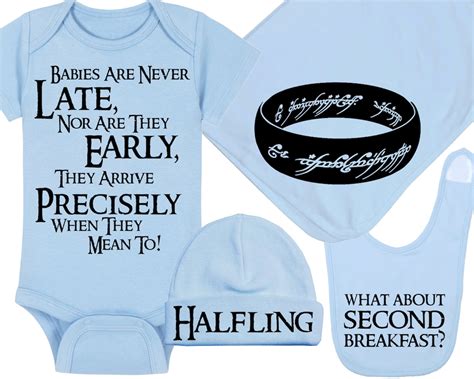LOTR Baby Onesie Hat Blanket Bib Package Combinations A Baby Is Never Late Halfling
