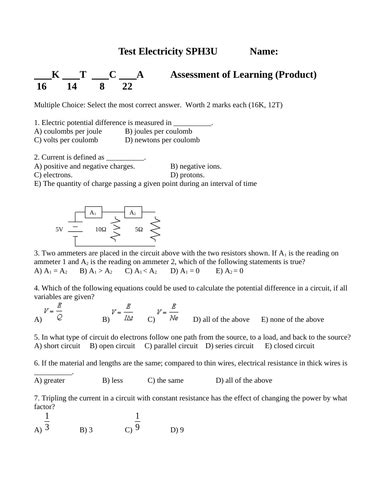 Full Year Test Package Grade 11 Physics Tests With Answers 19