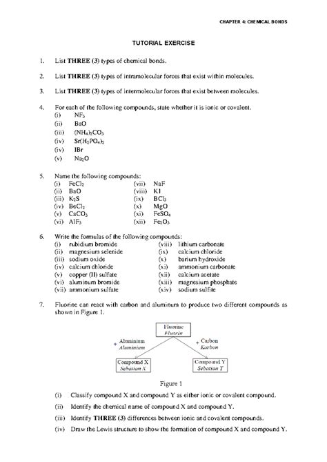 Tutorial Exercise Chapter 4 Chapter 4 Chemical Bonds Tutorial
