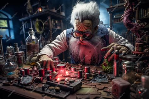 Premium Ai Image Ai Generated Halloween Monster Scientist Performing