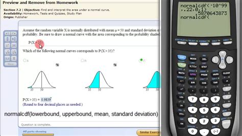 find the area under the normal curve with a ti83 or ti84 calculator