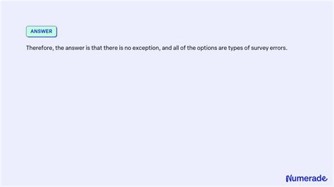 Video Solution 10 All Of The Following Are Types Of Survey Errors Except Coverage Error