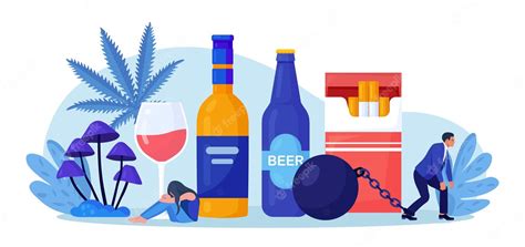 Premium Vector Addiction Lifethreatening Condition Sad People In Depression Stress Addicted To