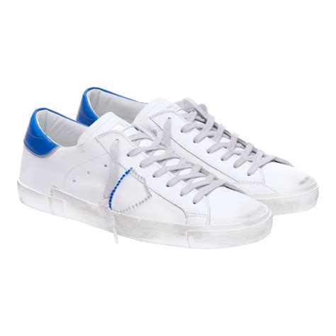 Philippe Model Prsx Low Man Veau Broderie Blanc Bluette Prlu Vb32